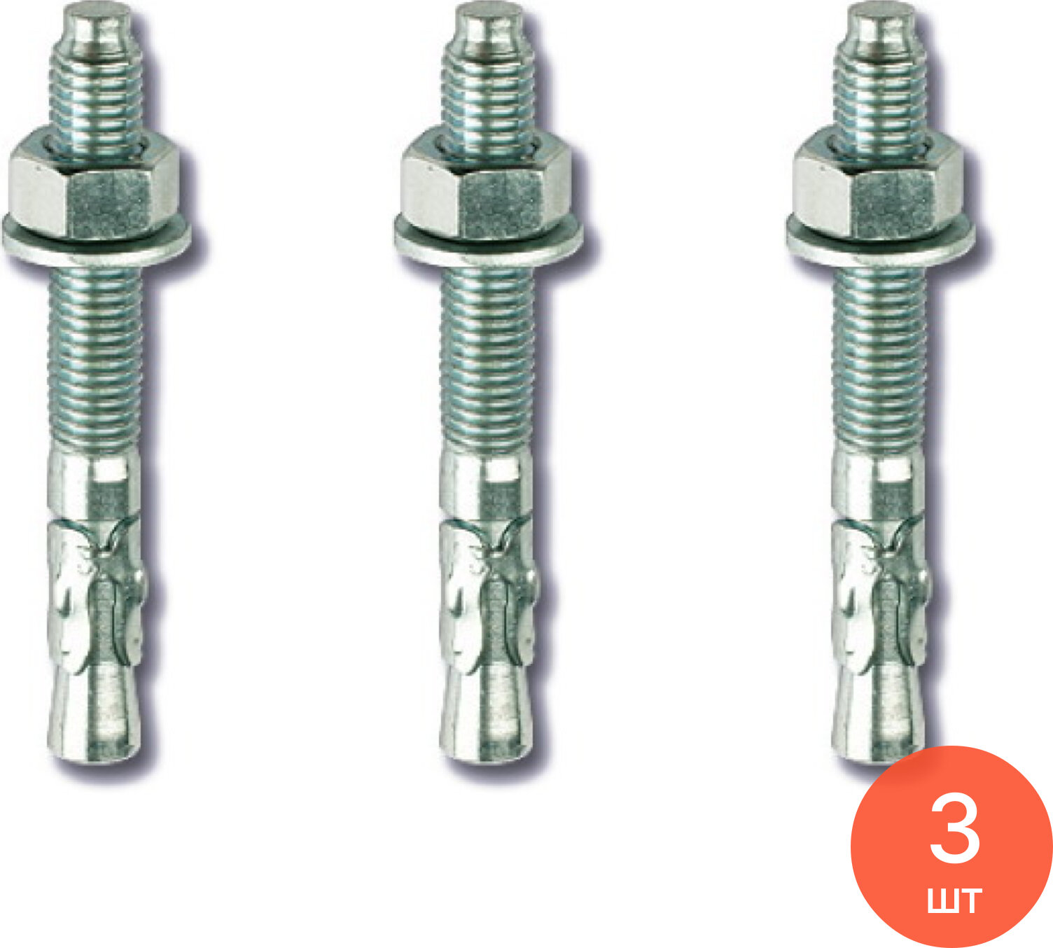 Анкер DKC / ДКС усиленный клиновой, стальной, М12, 1шт. / крепеж (комплект из 3 шт)