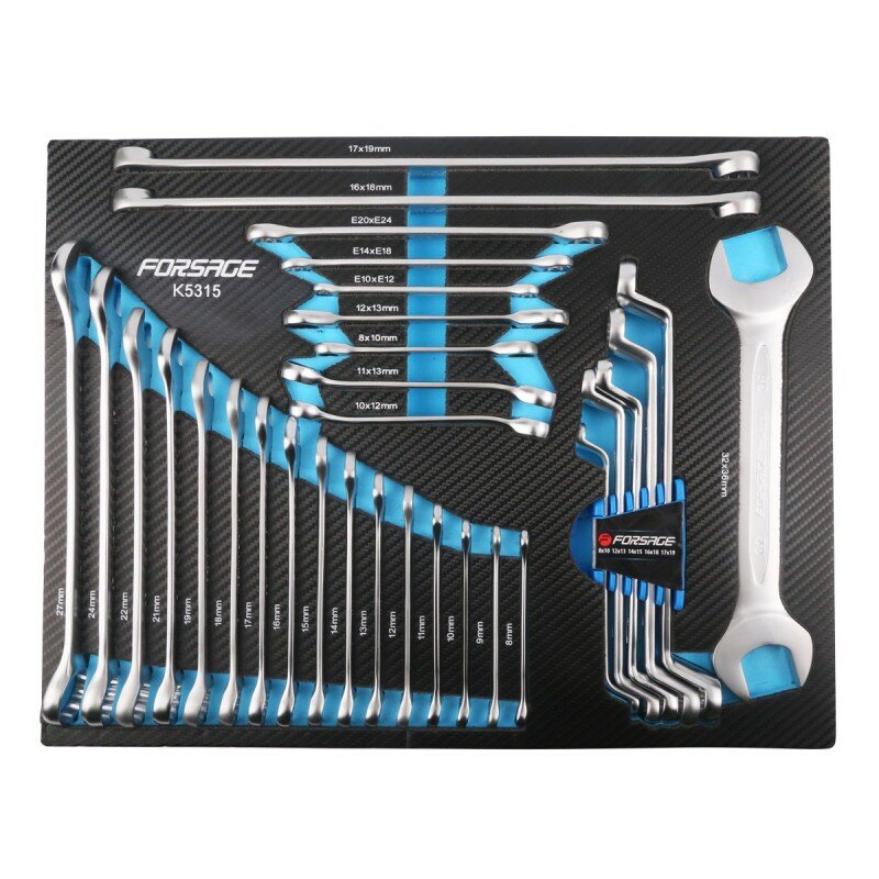 Набор ключей для инструментальной телеги 31 предмет, в ложементе Forsage