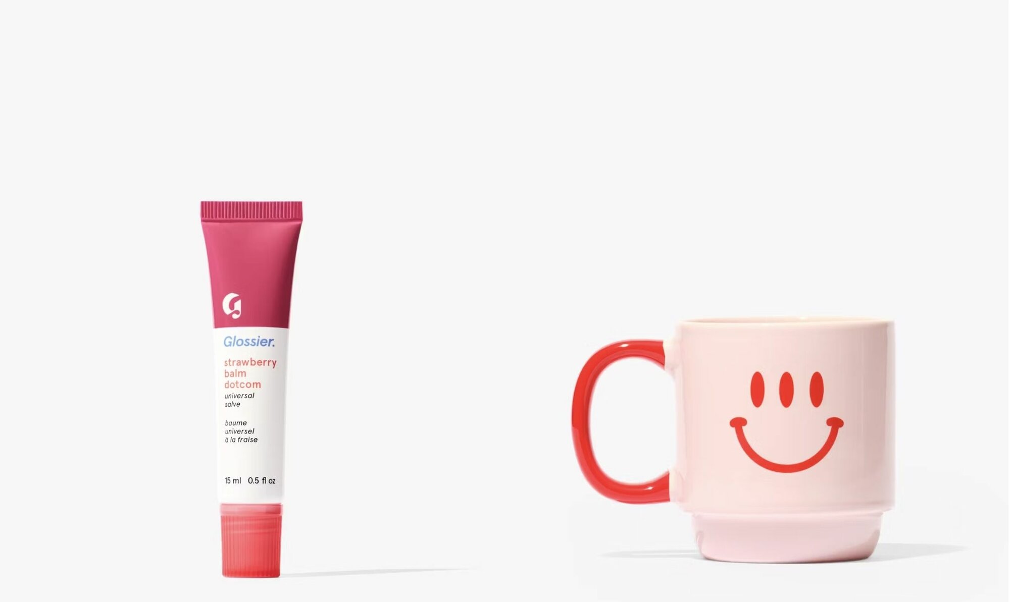 Glossier Набор блеск- бальзам для губ + кружка Sip + Smile Duo - Strawberry Balm