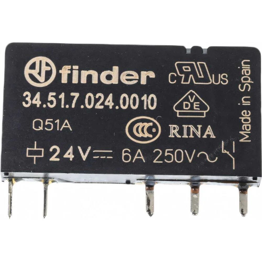 Ультратонкое реле Finder 1 CO конт. 6а, = 24в чувст. пост. тока, - гермет, 345170240010