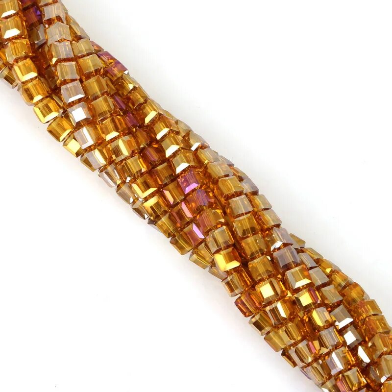 Квадратные бусины из австрийского хрусталя 2-8 мм 6mm 50pcs, Gold AB