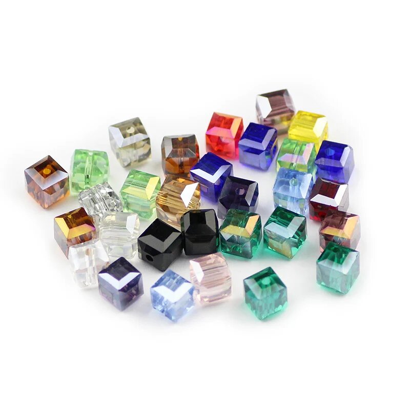 BTFBES стеклянные квадратные бусины с кристаллами 8 мм 30 шт Изумрудный, FK800 Mixed Color