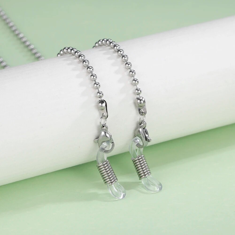 Цепочка для очков из нержавеющей стали, цвет Beads Steel