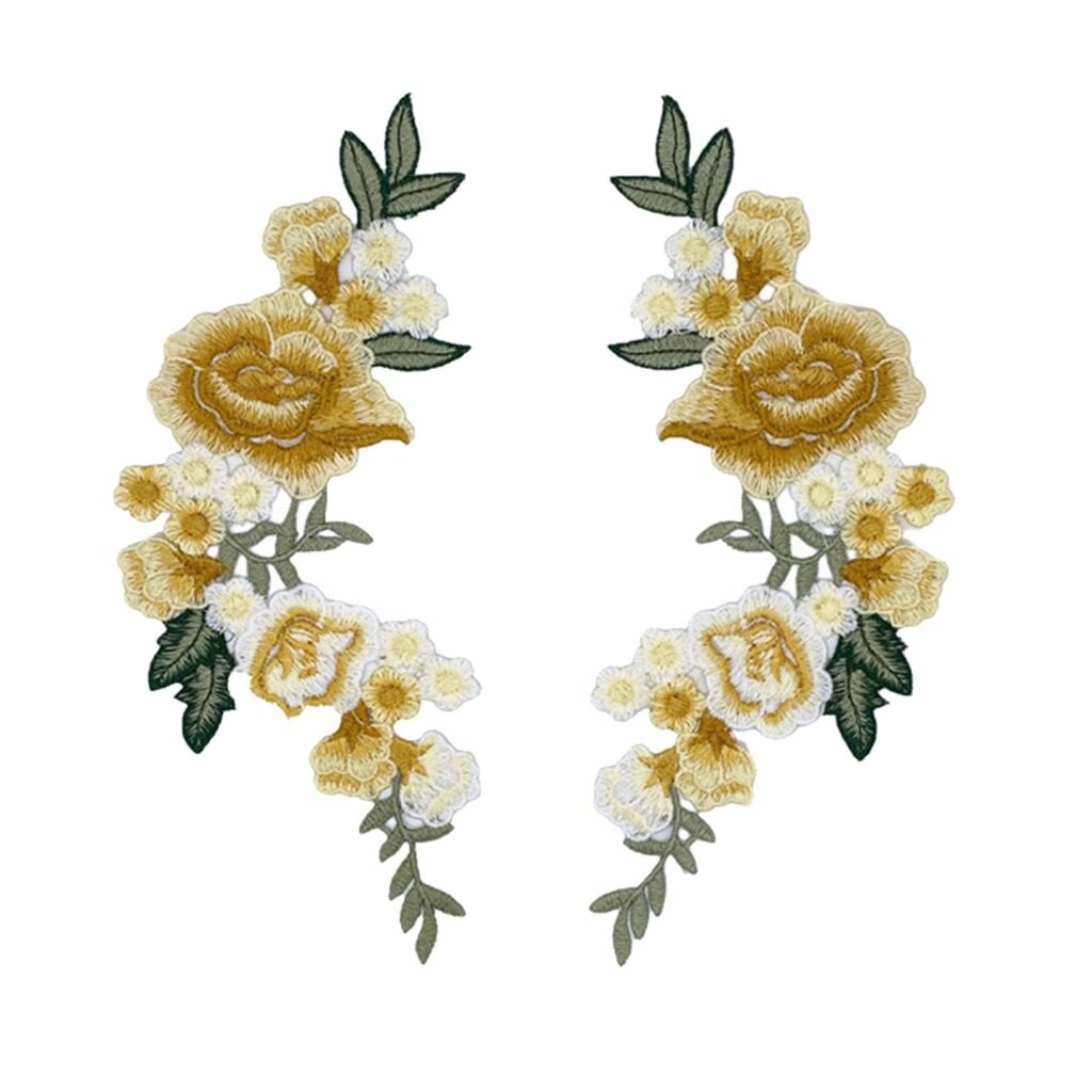 Наклейка из кружевной ткани с вышивкой на декольте своими руками-желтый