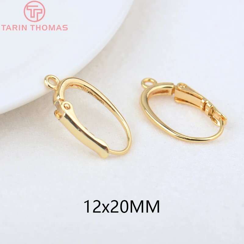 Латунные овальные серьги-клипсы TARIN THOMAS, золотистого цвета, 12х20 мм 2219-24K Gold Color