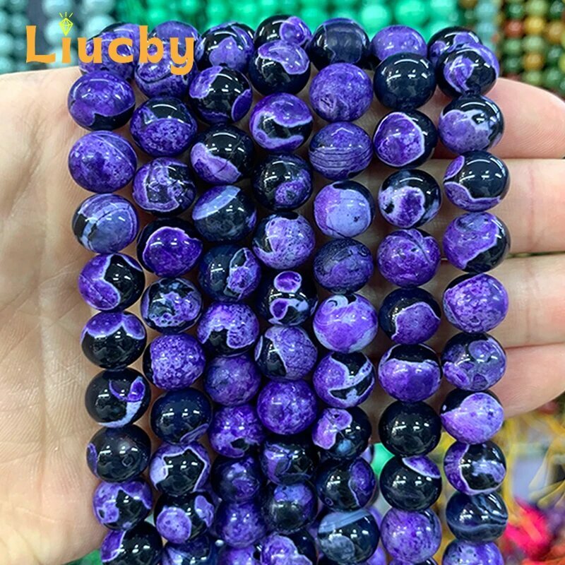 Фиолетовые круглые бусины из агата "Треснутый Мечта Дракона", 15 дюймов 6mm-about 62pcs