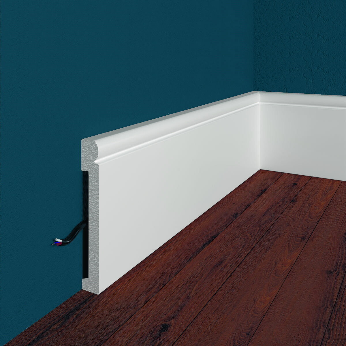 Плинтус напольный Перфект Plus P49, 8.2 x 1.3 x 200 см, дюрополимер, белый под покраску, износостойкий, 1 шт