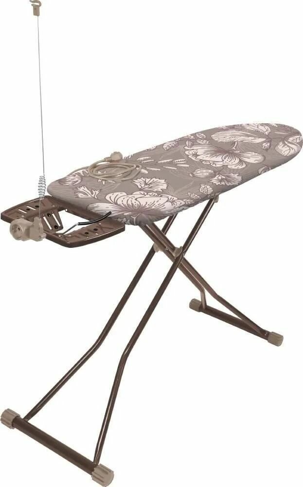 Гладильная доска Haushalt P2 HP2/F Haushalt flowers с розеткой, электросоединитель 1.9 м с держателем для провода утюга, съемный чехол, подставка под утюг