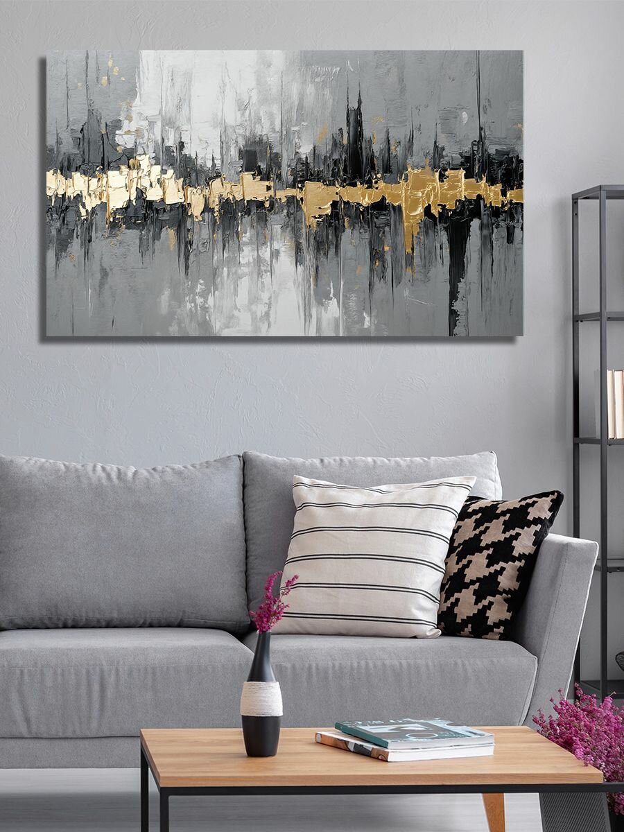 Картина на холсте LOFTime 60х100 Абстракция сер зол 18 КБ-1094-60100