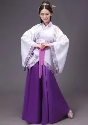 Женский винтажный ханьфу Hanfu комплект XL, 4-white purple