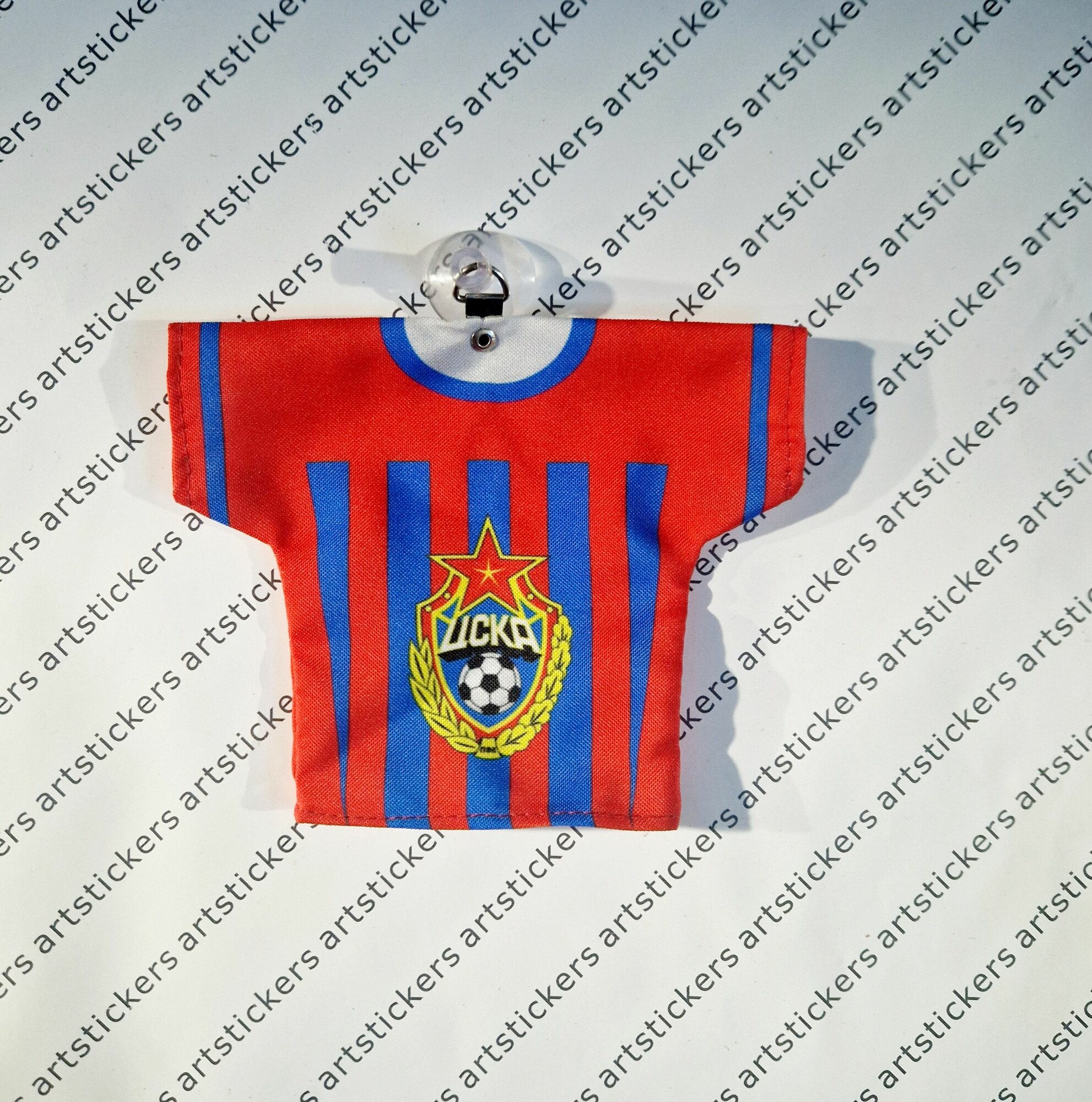 Вымпел футболка ФК ЦСКА, размер 14х17см, двусторонний на присоске, ткань, аксессуар для авто