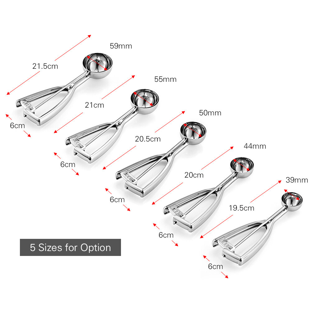Ложка для мороженого из нержавеющей стали, ложка для печенья, десерта, ложка для еды, ложка для крема с триггером, шарик для дыни для плавной и легкой подачи