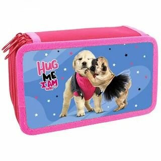 Пенал 3 отделения на молнии " Целовашки-обнимашки" 190*110*60мм полиэстер