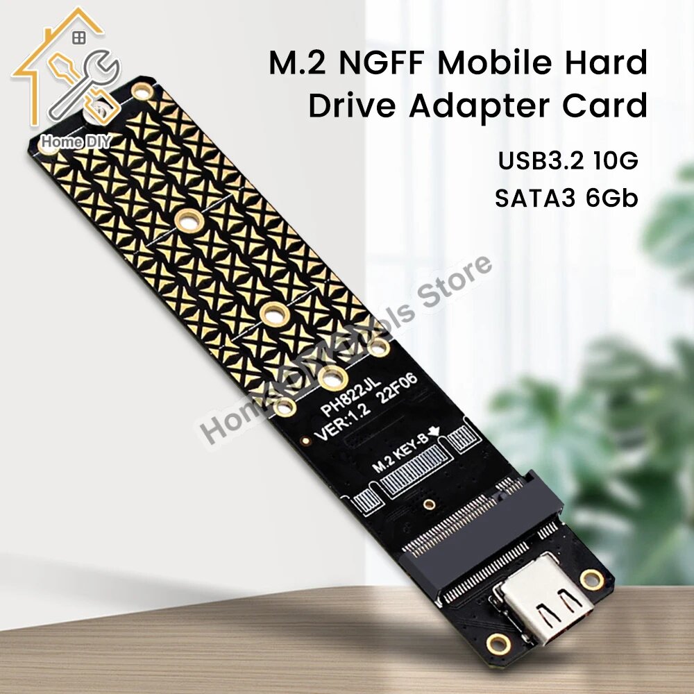 M.2 NVME USB 3.1 Адаптер M.2BKey Type - C 10 Гбит / с M.2 NGFF SATA твердотельные диски для SSD 2230 / 22242 / 2260 / 2280 — фото 1