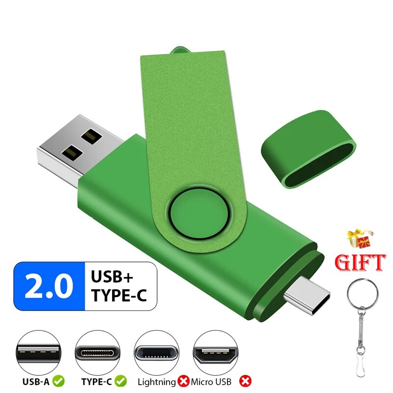 JASTER USB Flash Drive металлический флешка 128 МБ - 32 ГБ 16 ГБ, Зеленый, Green