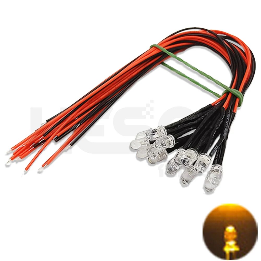 Светодиодные лампы 5 мм, 5-12 В, 20 см