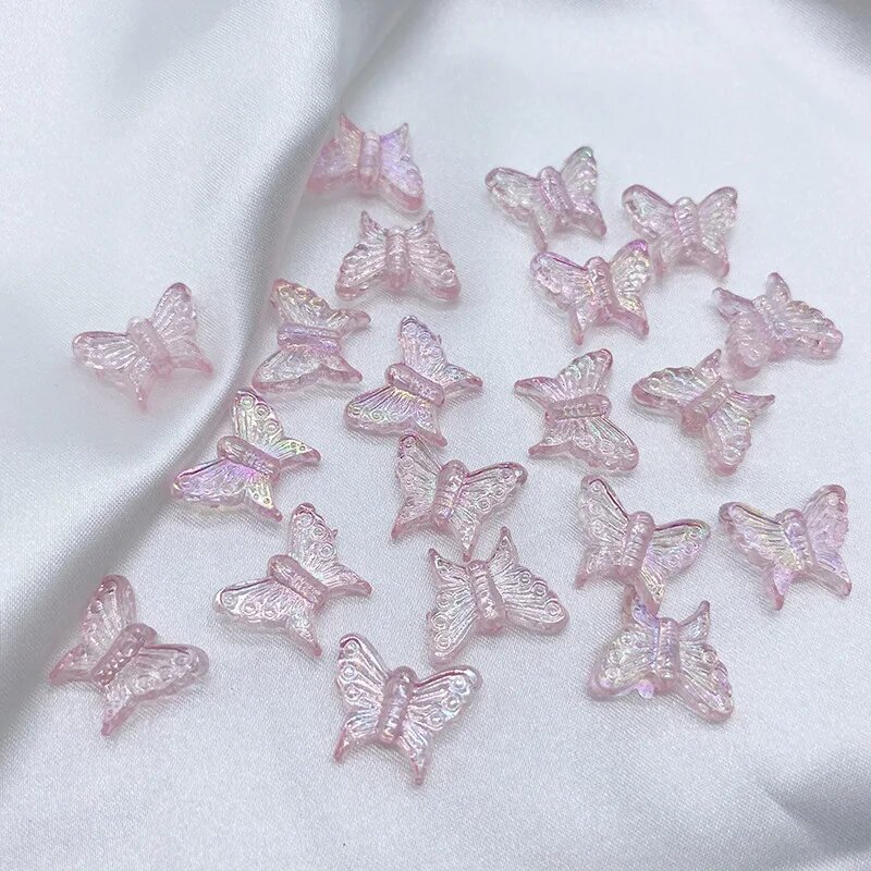 Розовые акриловые бабочки-бусины 13х16 мм, 50 шт.
