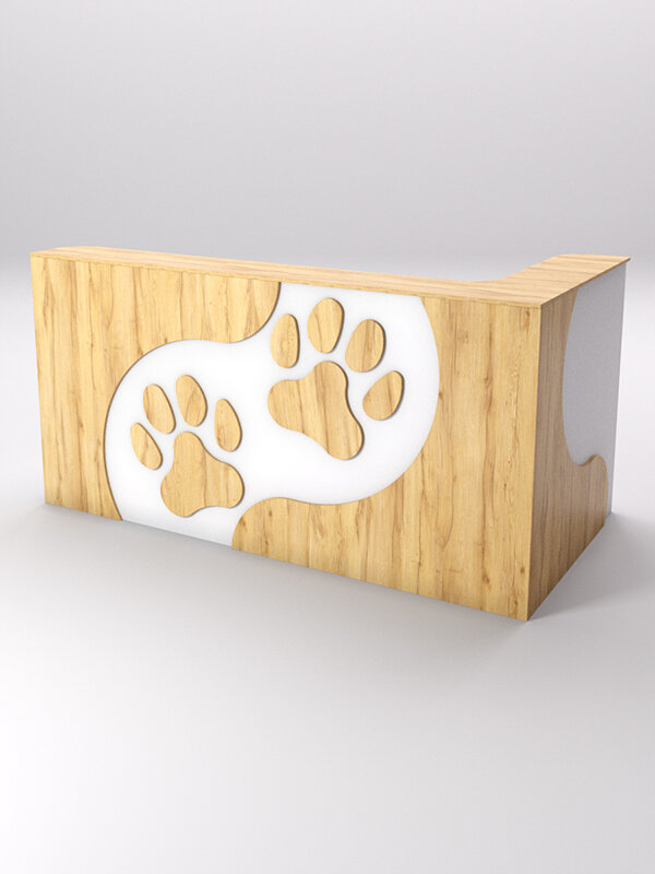 Ресепшен ПЭТ КЭТ угловой правый, Дуб Золотистый и Белый. Производитель товара - компания Westcom.