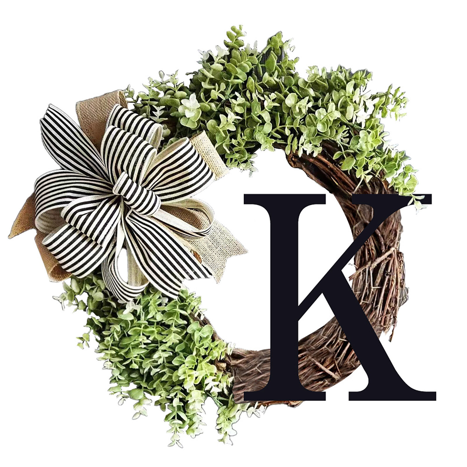 26-буквенный деревянный венок для входной двери, креативное украшение для двора, K-образный открытый бант с надписью