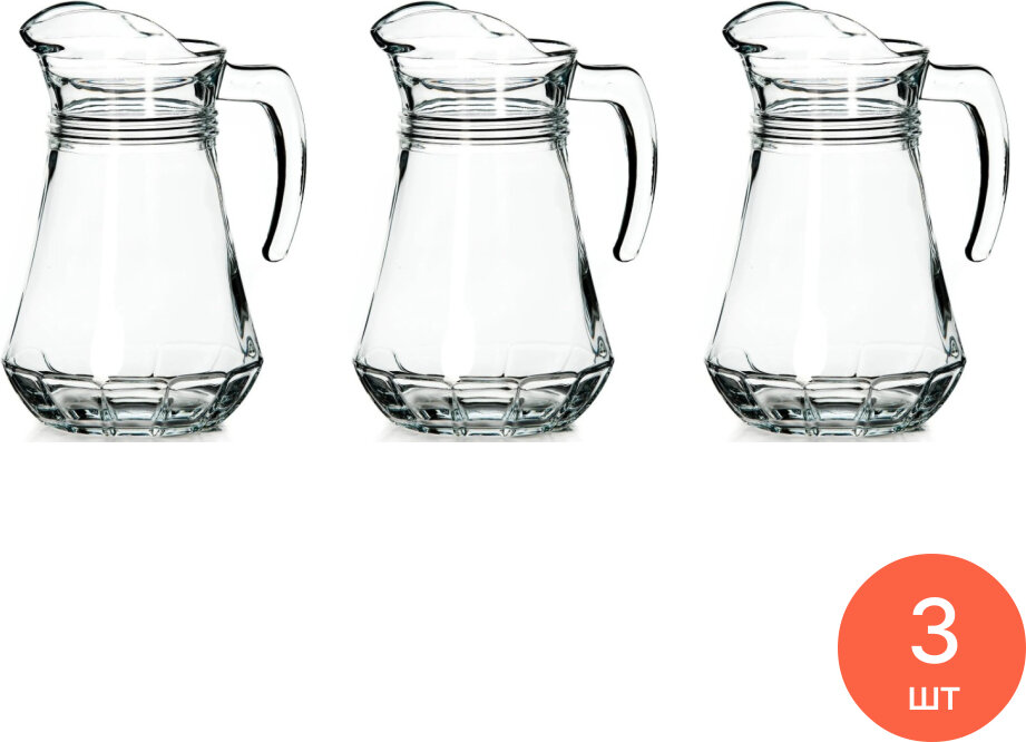 Кувшин для воды Pasabahce / Пашабахче Casablanca стекло прозрачное 1.15л / графин для напитков / посуда для кухни (комплект из 3 шт)