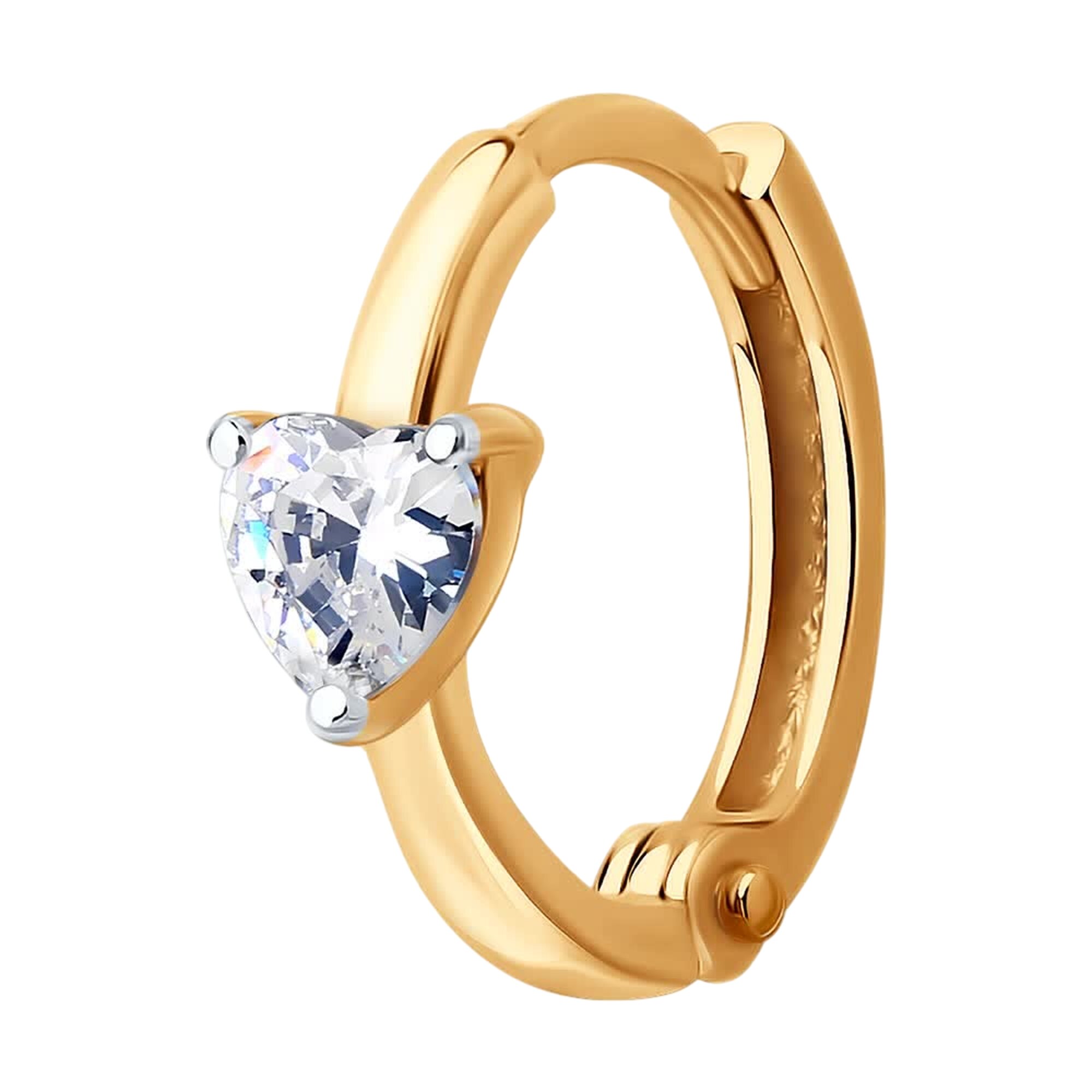 Моносерьга, красное золото, 585 проба, фианит