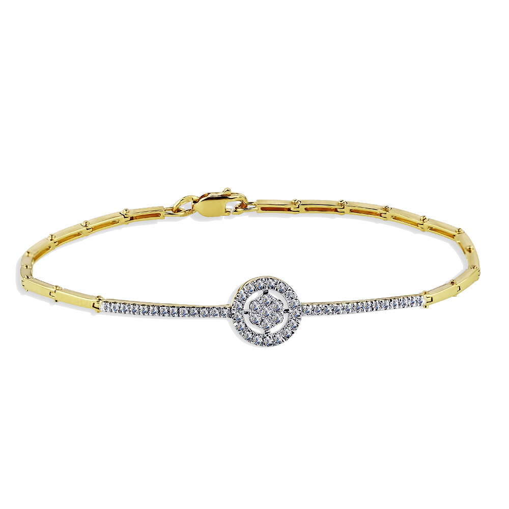 Браслет, желтое золото, 585 проба, бриллиант