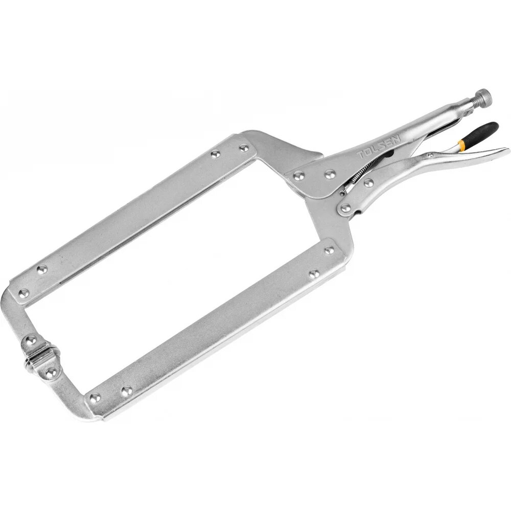 Зажим‑фиксатор TOLSEN, С‑образный с подвижными губками, рама и губки из хром‑ванадиевой стали, рукоятки