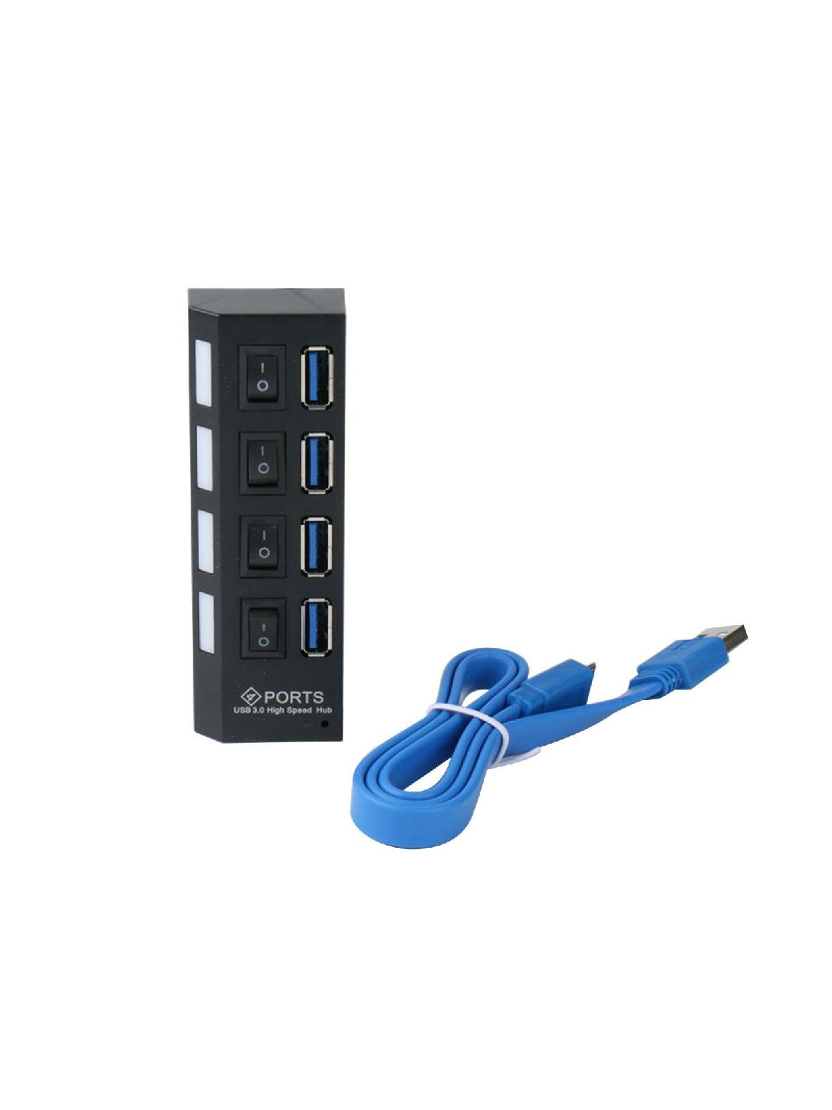 USB Hub 3.0 Splitter,1 to 4 Port USB Data Hub with Individual On/Off Switches and Lights for Laptop, PC, Computer