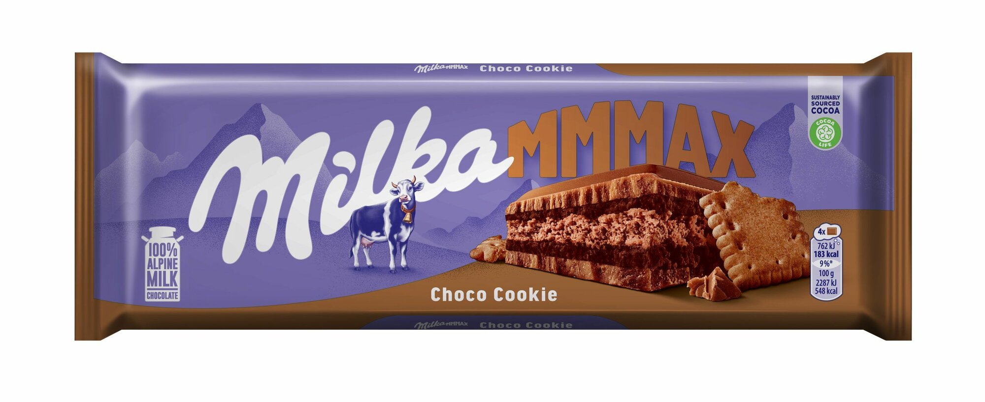 Гигантская шоколадная плитка Milka MMMAX Choco & Cookie с начинкой из печенья и шоколада, 300 гр. (Швейцария)