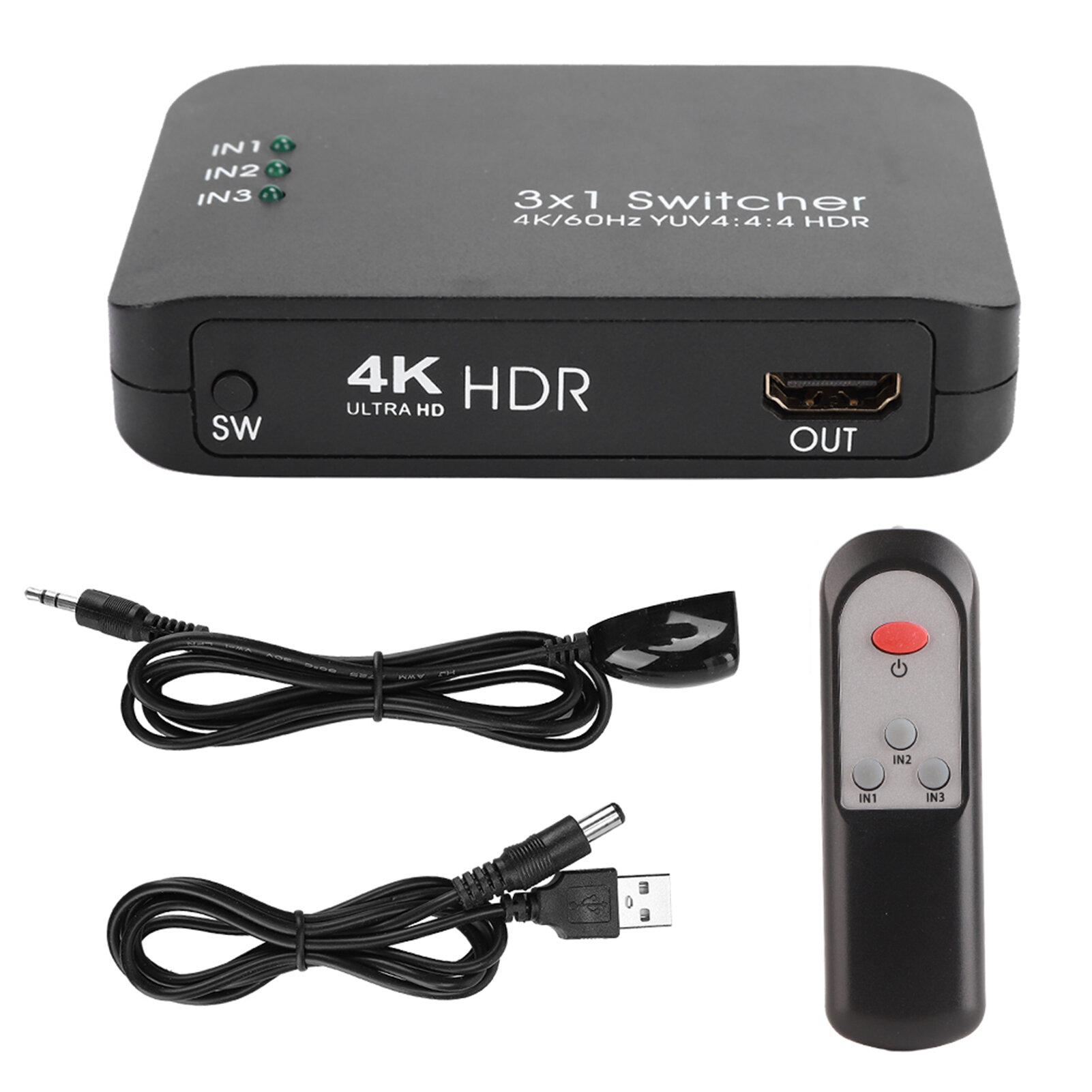 3x1 4K HDMI 2.0 Переключатель HD IR ИК -адаптер сплиттера с помощью светодиодного индикатора