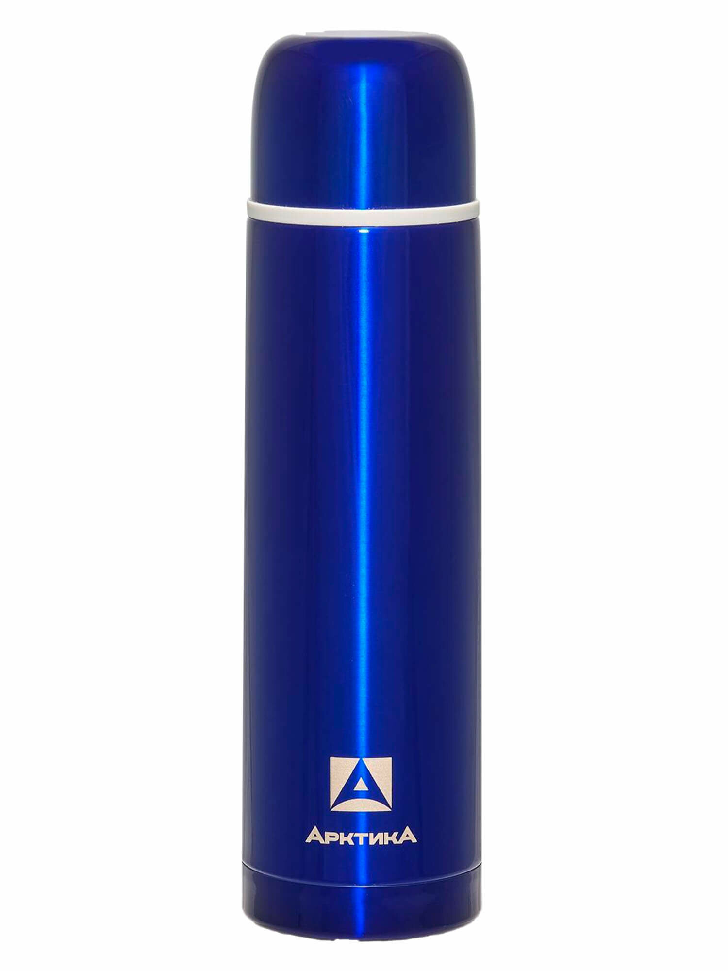 Термос Арктика с узким горлом для напитков с глухой пробкой, 1 л Синий