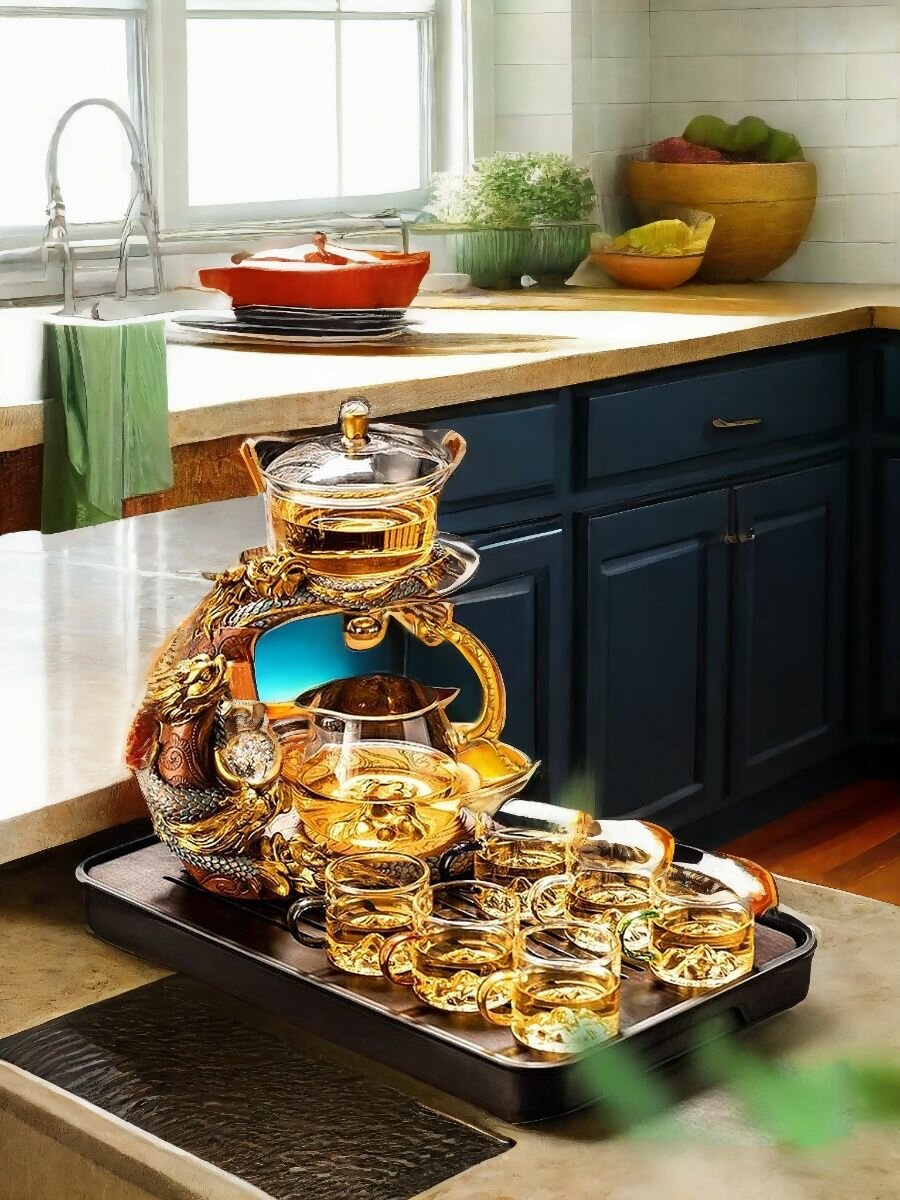 Чайник заварочный, 500 мл Полуавтоматический чайный сервиз из термостойкого стекла