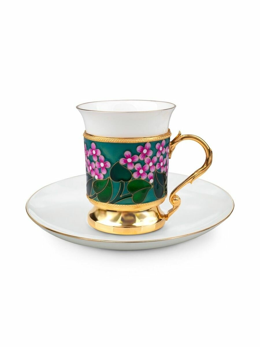 Набор кофейный из серебра 925 с позолотой и эмалью