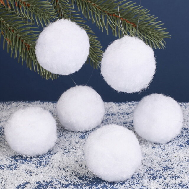 Искусственные снежки Снежный Бум 6 см, 6 шт, Winter Deco, 1000381