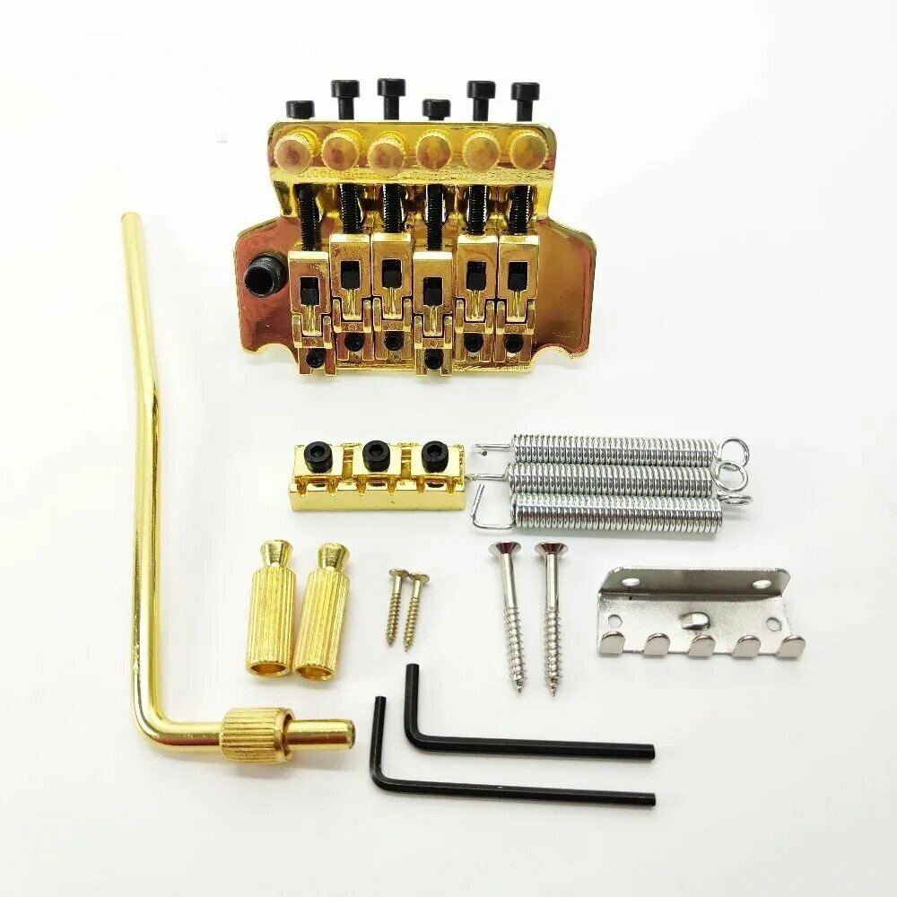 Высококачественная электрогитара Floyd Rose Double Tremolo с системой тремоло, серебро, черное золото