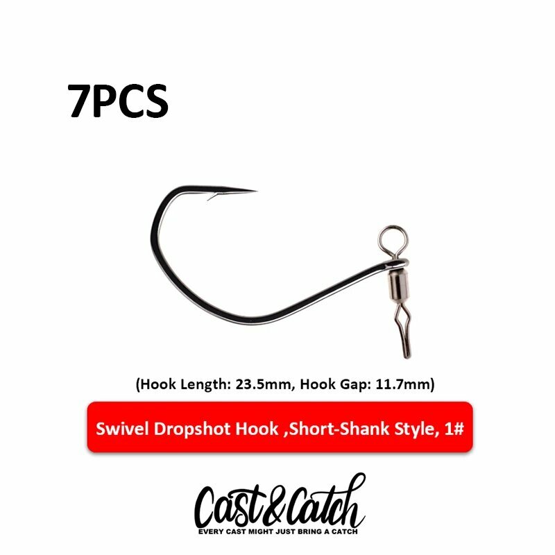 Cast&Catch Поворотный крючок Dropshot из высокоуглеродистой стали 7 шт. Short Shank 1