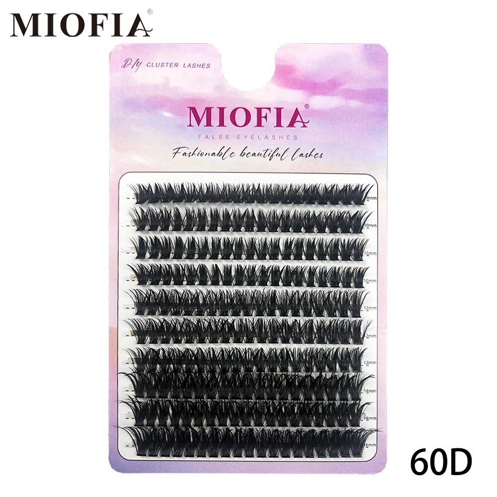 MIOFIA Ресницы-кластеры D-изгиб, 60D, черные