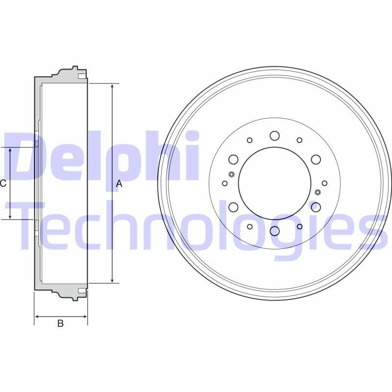 Барабан тормозной для автомобиля Toyota, DELPHI BF537 (1 шт.)