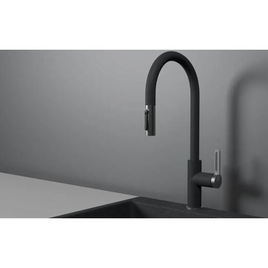 Смеситель для кухни Granula GR-8168, графит С выдвижным изливом