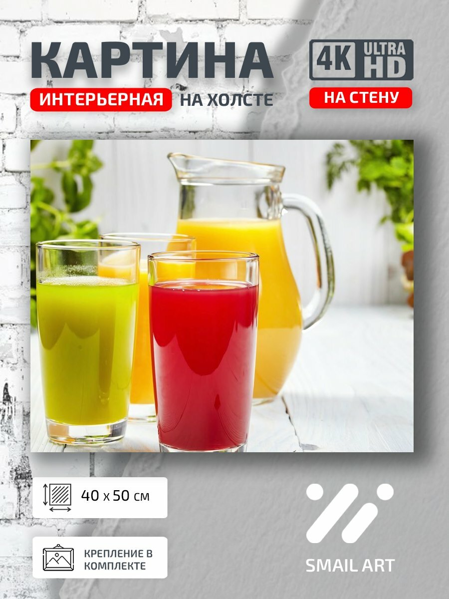 Картина на холсте интерьерная 40 на 50 на стену Графин Food для кафе кулинария интерьер