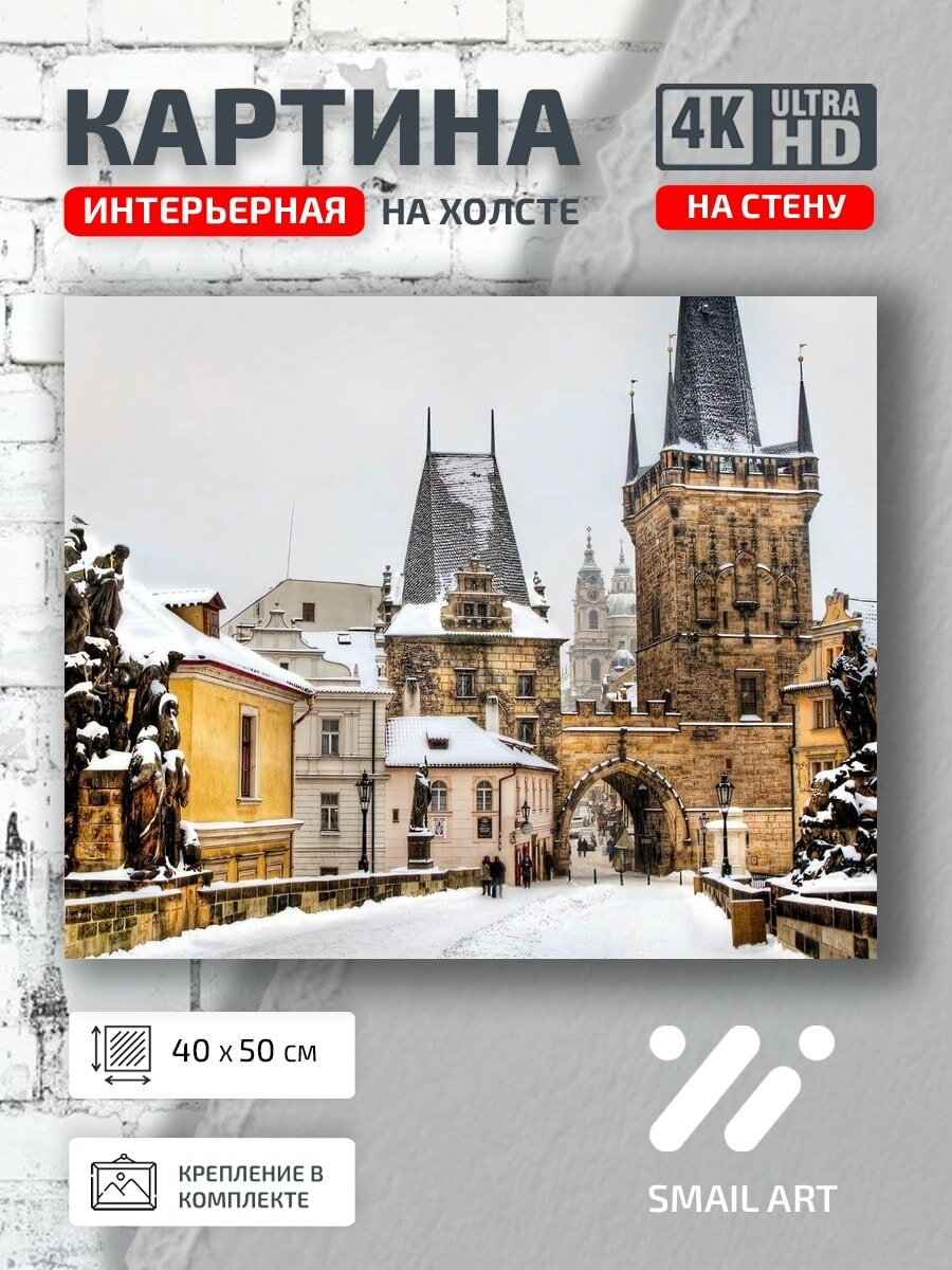 Картина на холсте интерьерная 40 на 50 на стену Прага Чехия для кабинета атмосфера