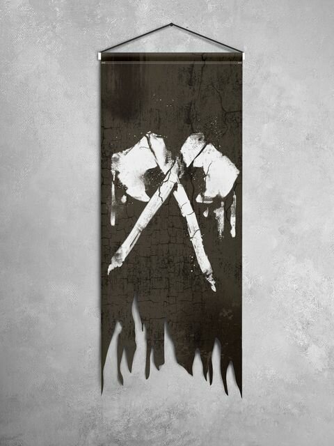 Флаг орков вертикальный с рваным краем, 50х120 см на шёлке для ручного древка