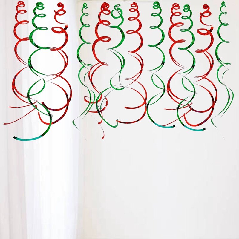 Новогодние подвесные украшения из ПВХ: спиральные композиции для потолка, подвесные фигурки Деда Мороза и Снеговика 09
