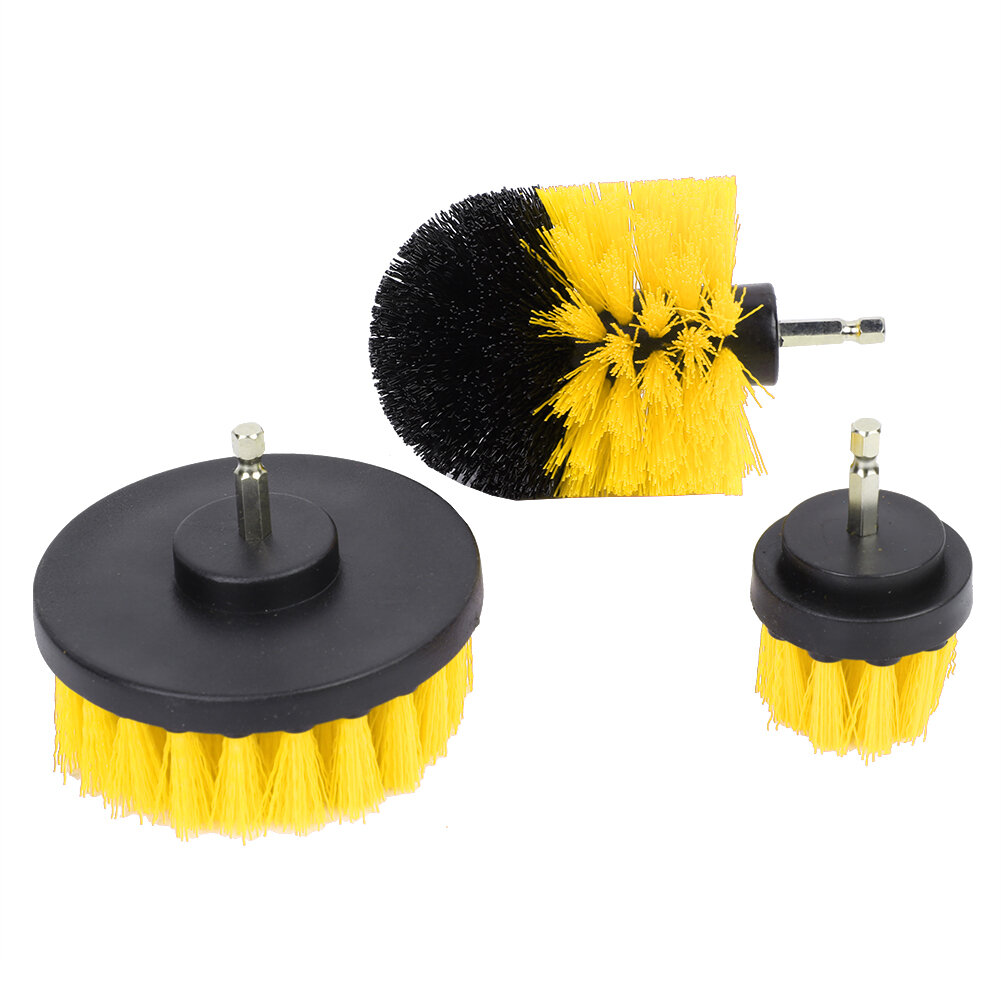 Набор из 3 щеток Power Scrubber Brush и электродрели для чистки поверхностей в ванной комнате (желтый)