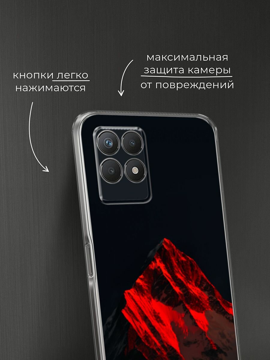 Силиконовый чехол на Realme 8i / Реалми 8i с принтом Красная гора — фото 1