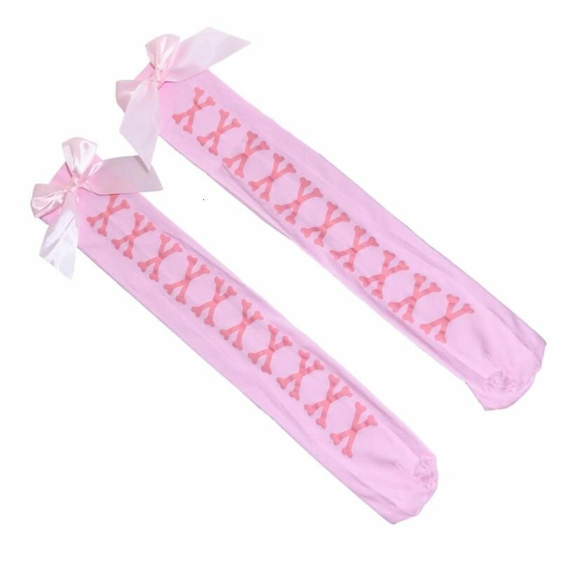 Чулки с бантиком-розовые