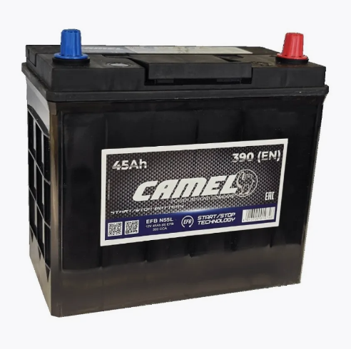 Аккумулятор автомобильный CAMEL Asia EFB 45Ah 390A ОП (EFB N55L) (238x129x225) B24L 238x129x225