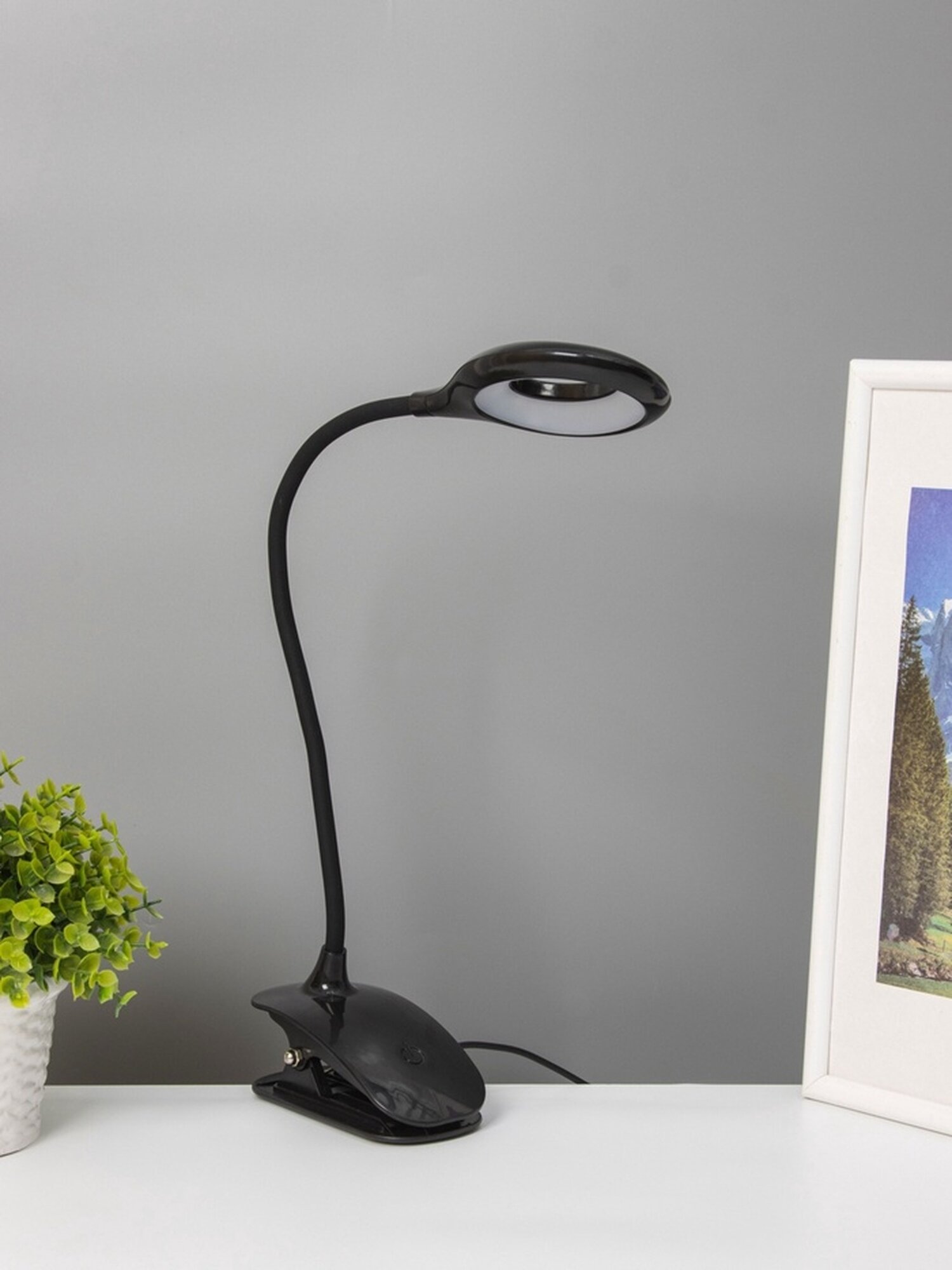 Светодиодный настольный светильник, 5Вт, 3000-6000К, 350 Лм, 13,5x7x38 см, чёрный 10906657