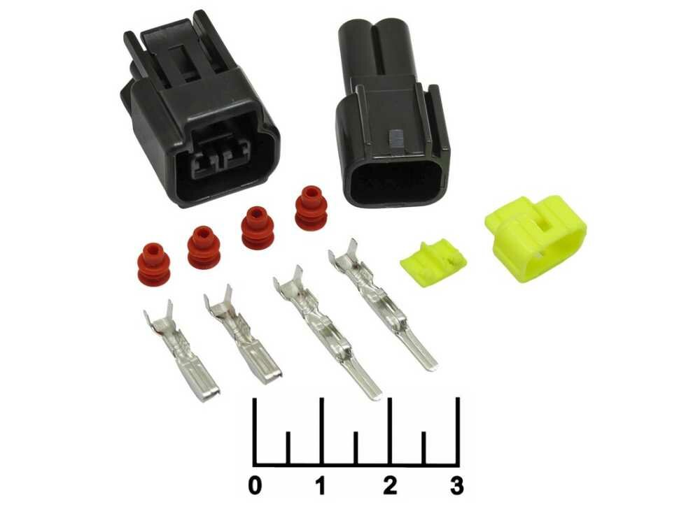 Разъем 2pin в комплекте влагозащищенный на кабель Ford Focus FW-2-2M-B/FW-C-2F-B