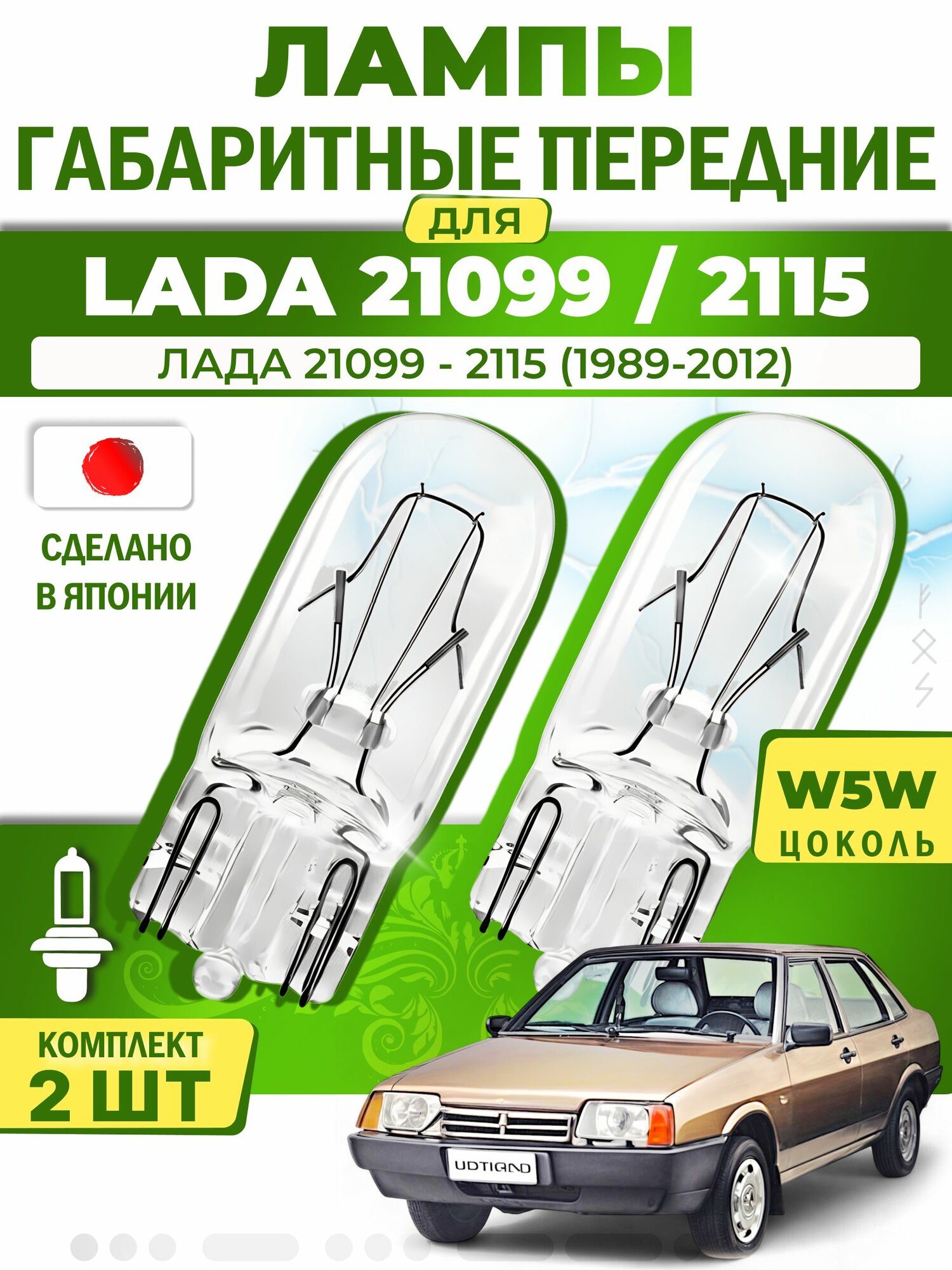 Японские лампы габаритные передние для LADA 21099 / 2115 / лада 21099 - 2115 (1989-2012), W5W (комплект 2шт) LYNXauto